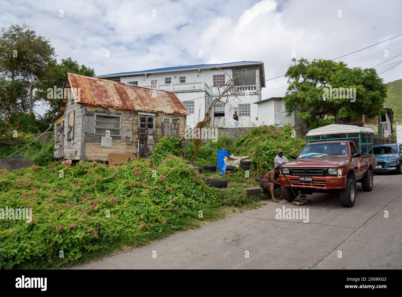 Traditional wooden building, Port Elizabeth, Bequia Island, St Vincent ...