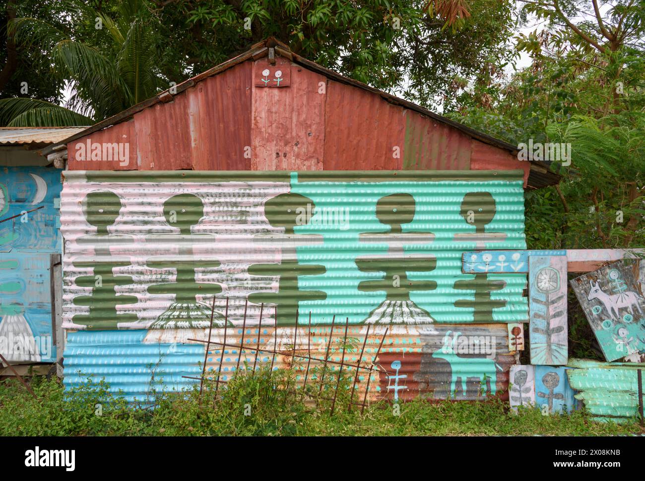 Colourful street art murals on buildings in Port Elizabeth, Bequia ...