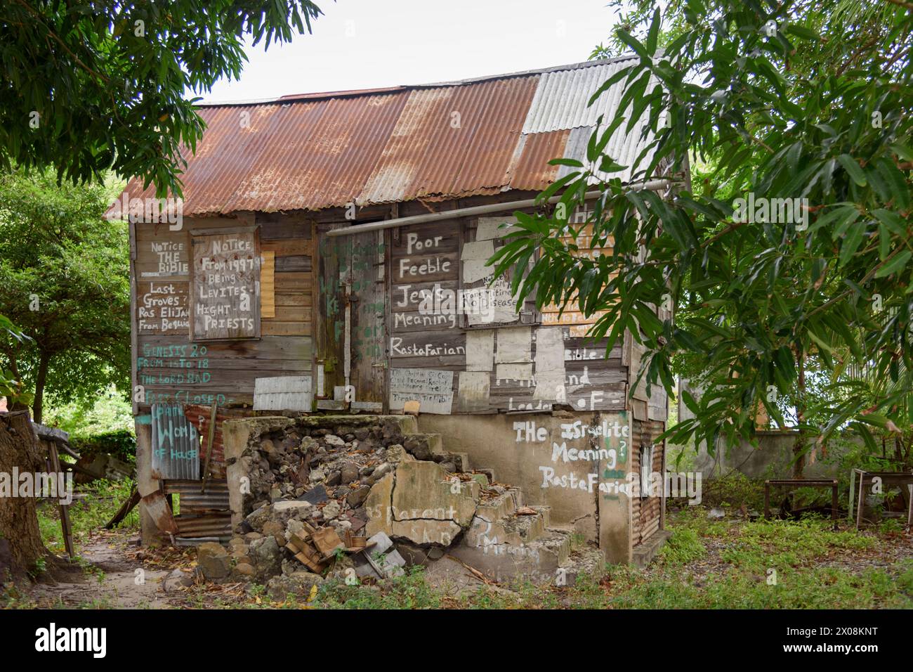 Rustic wooden Rastafarian house, Port Elizabeth, Bequia Island, St ...