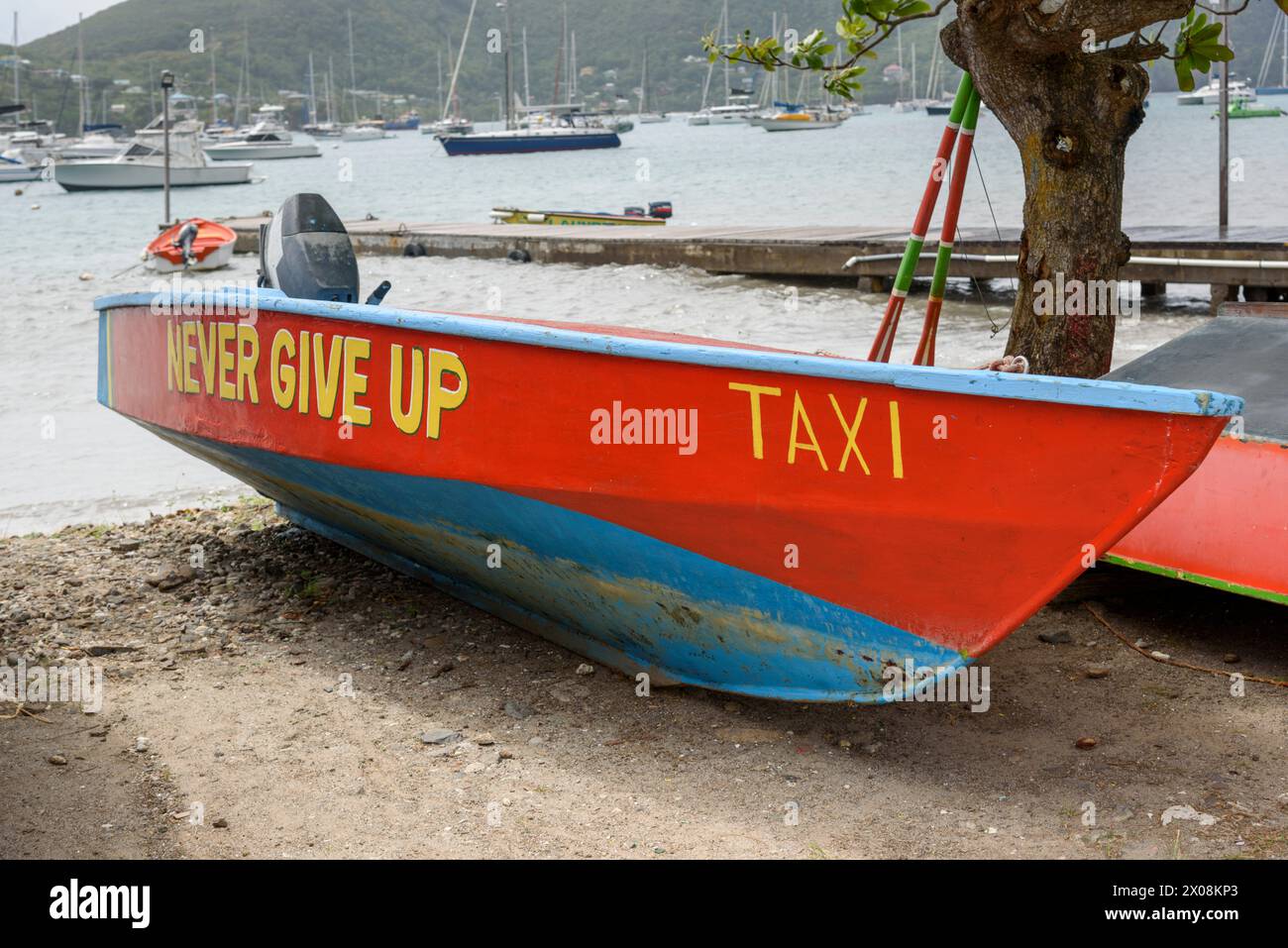"Never Give Up" motor boat water taxi, Port Elizabeth, Bequia Island ...