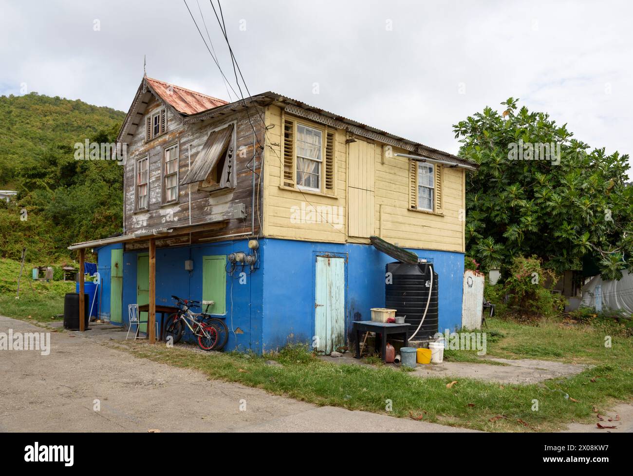 Traditional wooden building, Port Elizabeth, Bequia Island, St Vincent ...