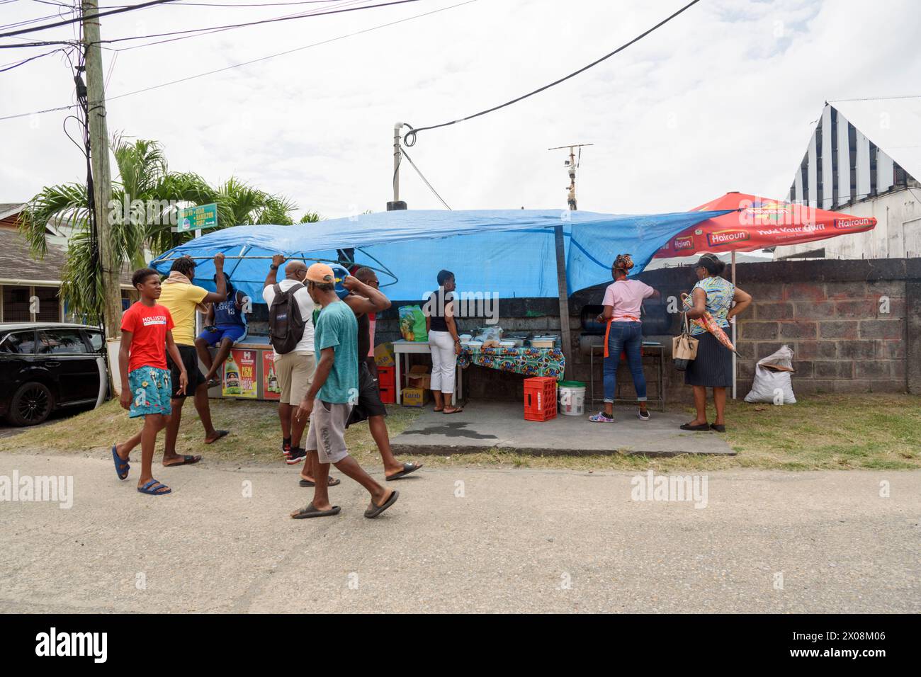 Local people enjoying a Sunday barbecue, BBQ, Port Elizabeth, Bequia ...
