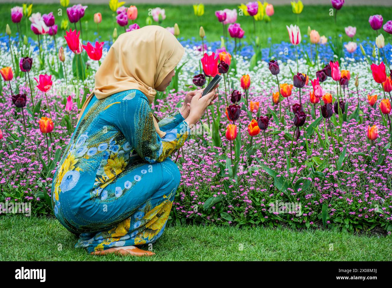 London, UK. 10th Apr, 2024. Visitors enjoy the spectacle as spring ...