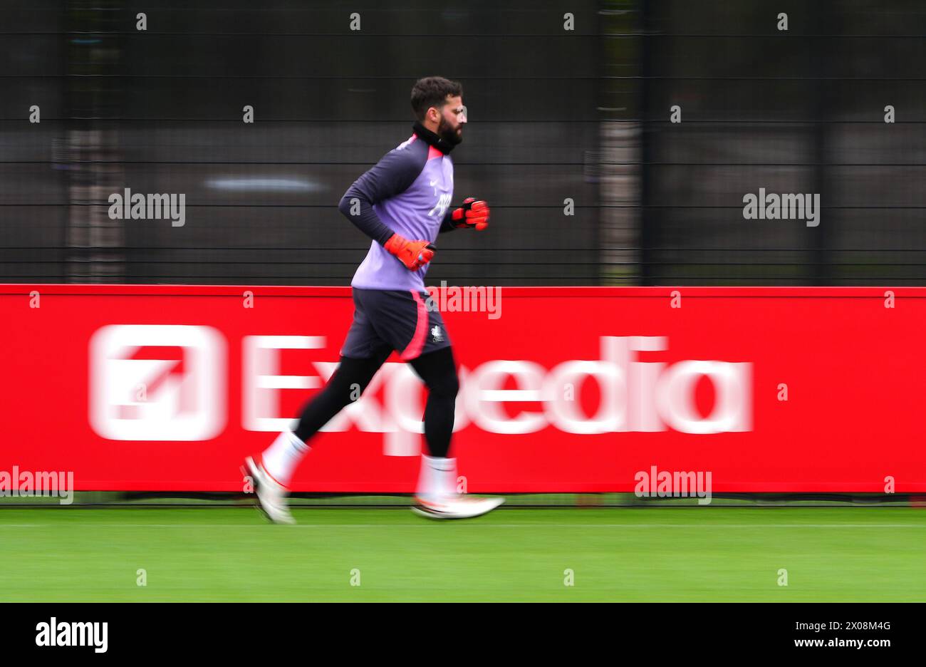 Liverpool goalkeeper Alisson Becker during the training session at the ...