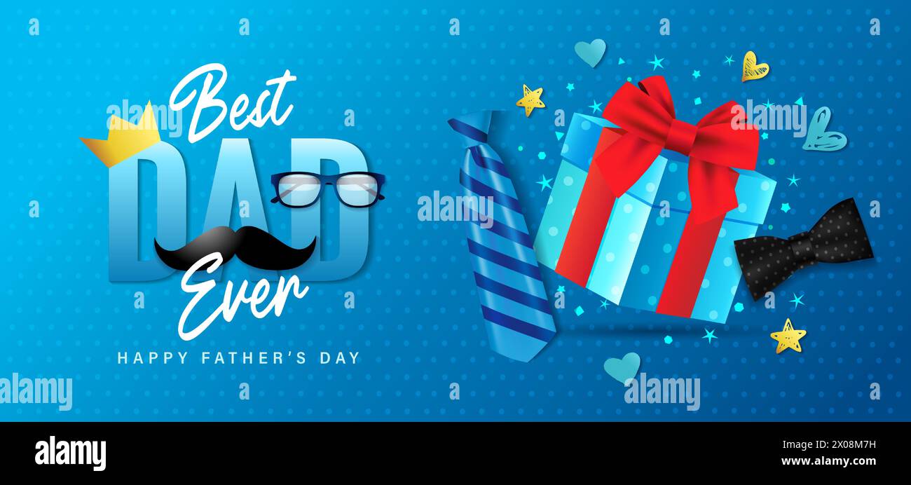 Happy Fathers Day, Best Dad Ever promotion banner with gift box. Father ...