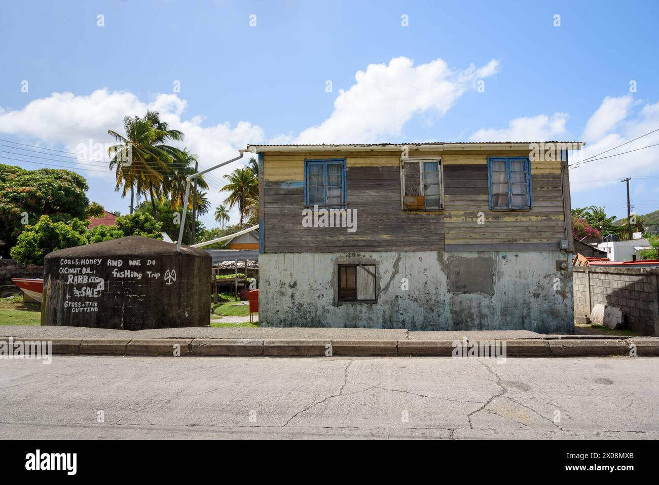 Traditional wooden building, Port Elizabeth, Bequia Island, St Vincent ...