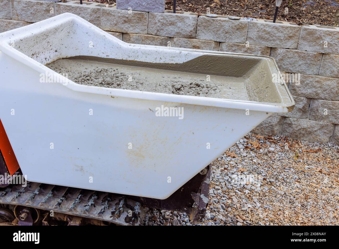 Self dumping rubber track concrete truck is used for transportation of ...