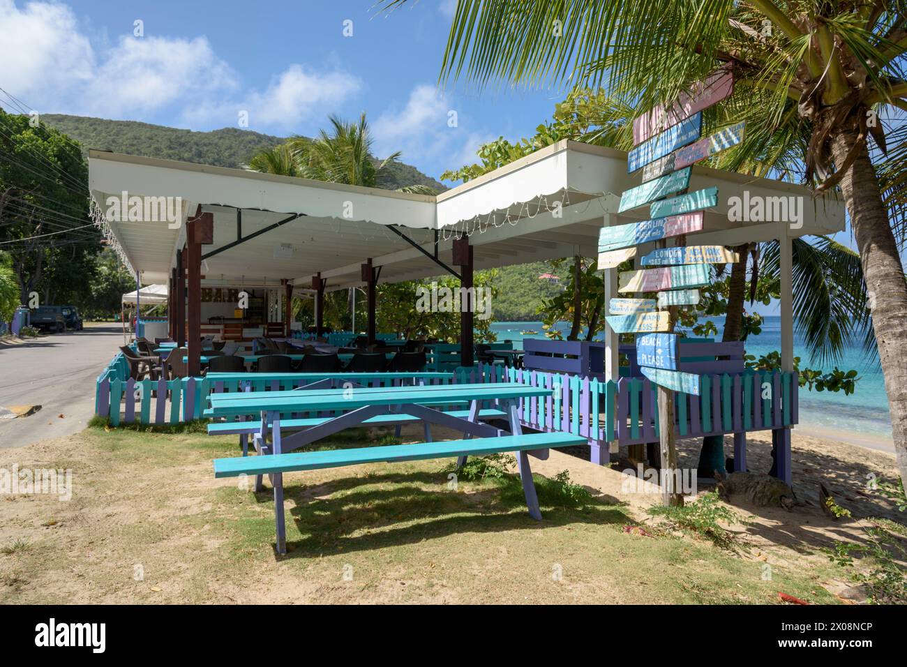 Keegan's beachside bar and restaurant, Lower Bay beach, Bequia Island ...