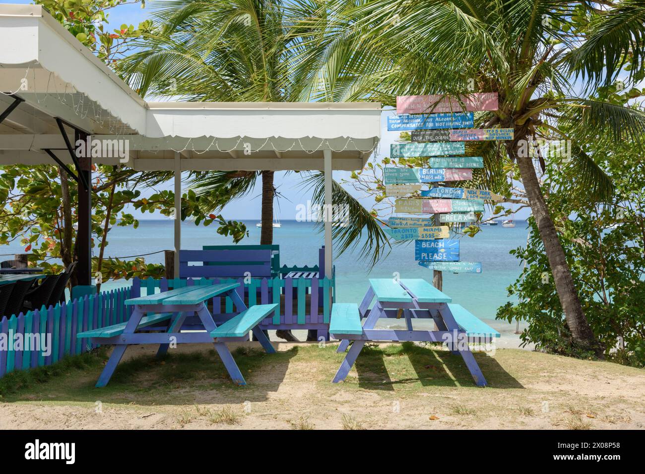 Keegan's beachside bar and restaurant, Lower Bay beach, Bequia Island ...