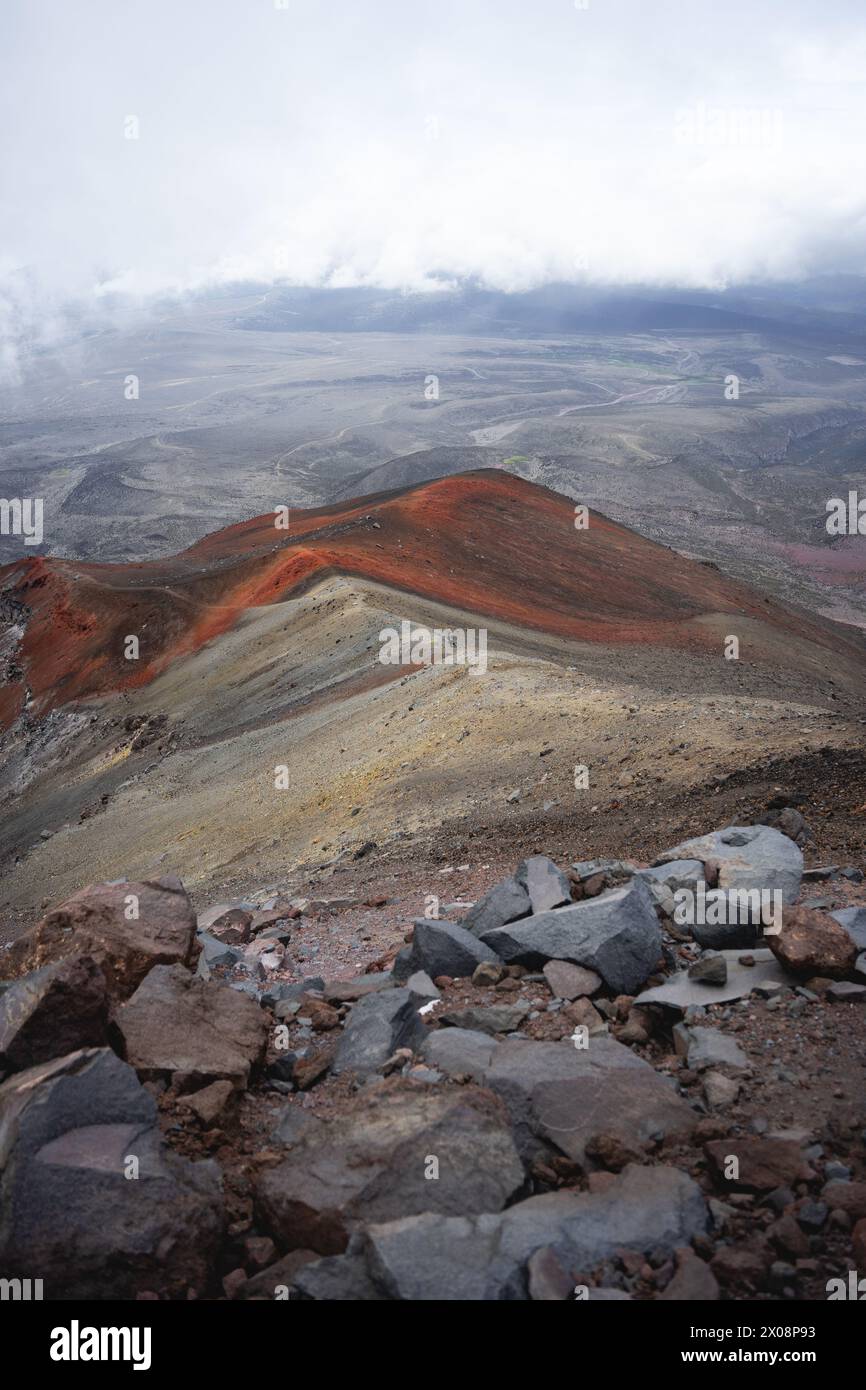 The breathtaking landscape of Chimborazo Volcano's multi-colored ridges ...
