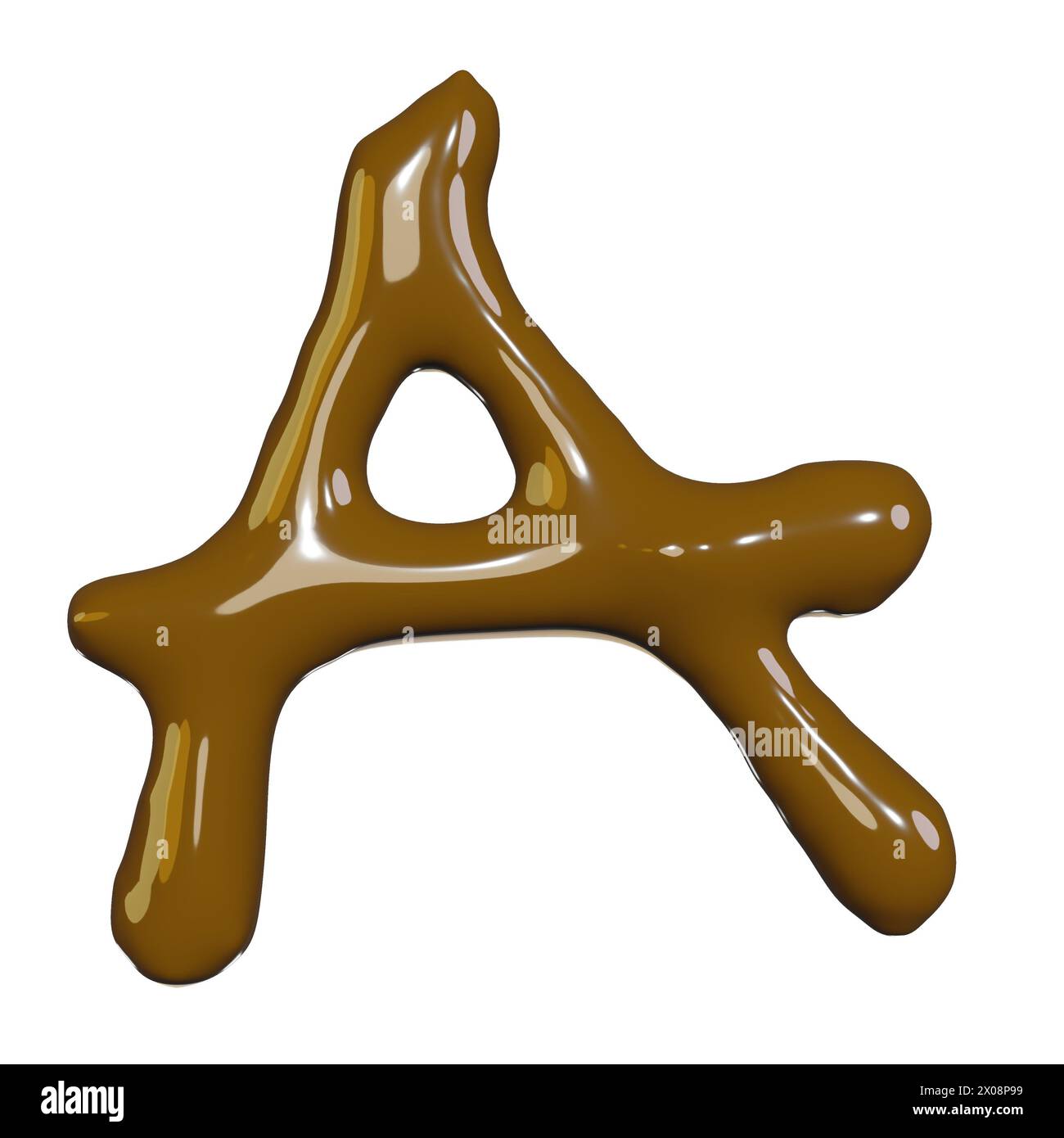 3d render of isolated on white of chocolate liquid alphabet font for ...