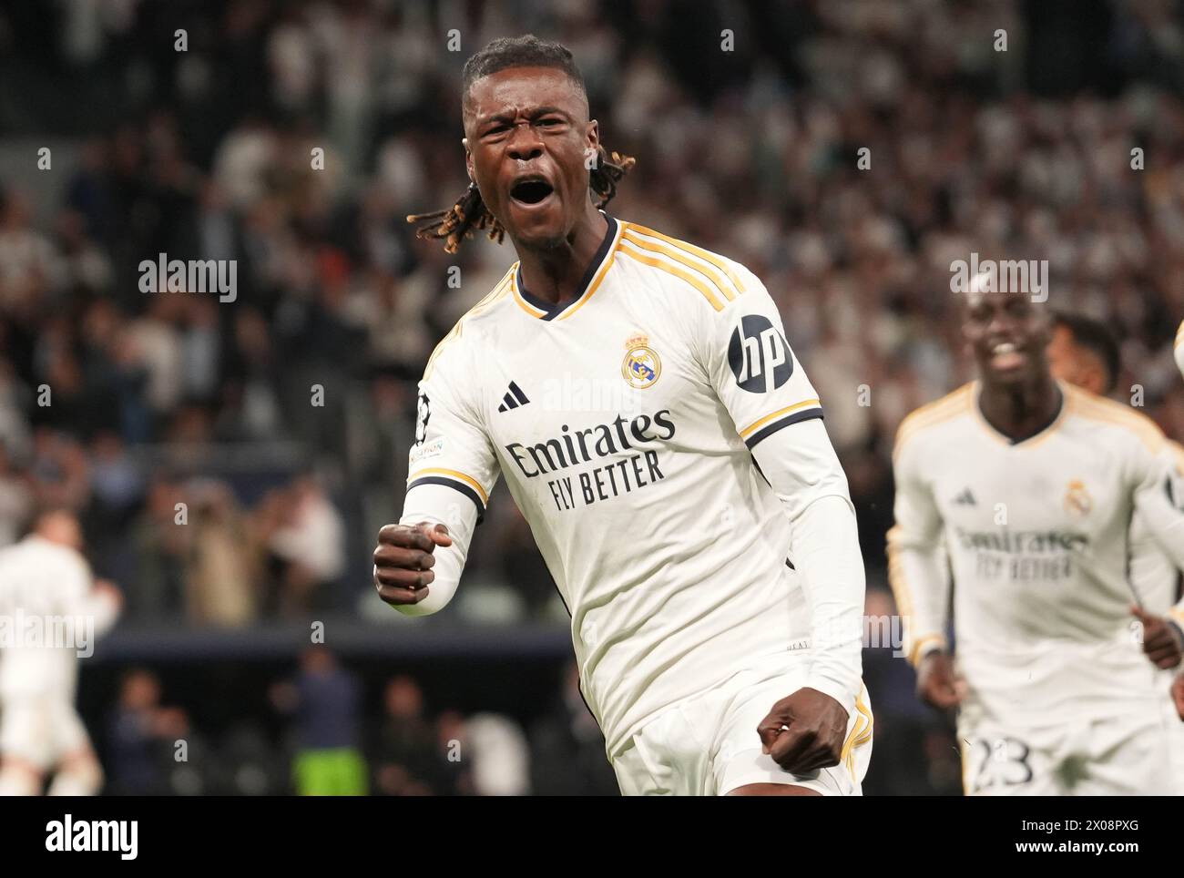 Eduardo Camavinga of Real Madrid celebrates his goal during the UEFA ...