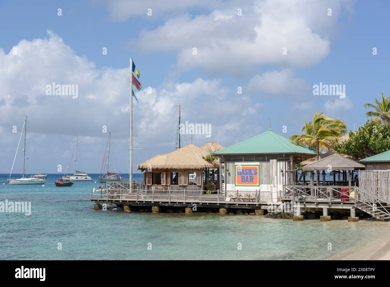 The legendary Basil's Bar in Britannia Bay, Lovell Village, Mustique ...