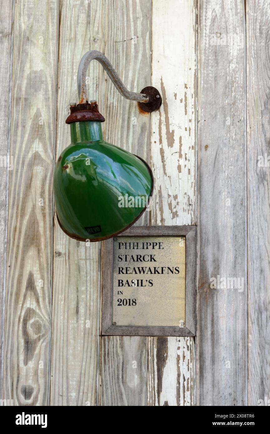 Wall plaque commemorating the redesign of Basil's Bar on Mustique ...