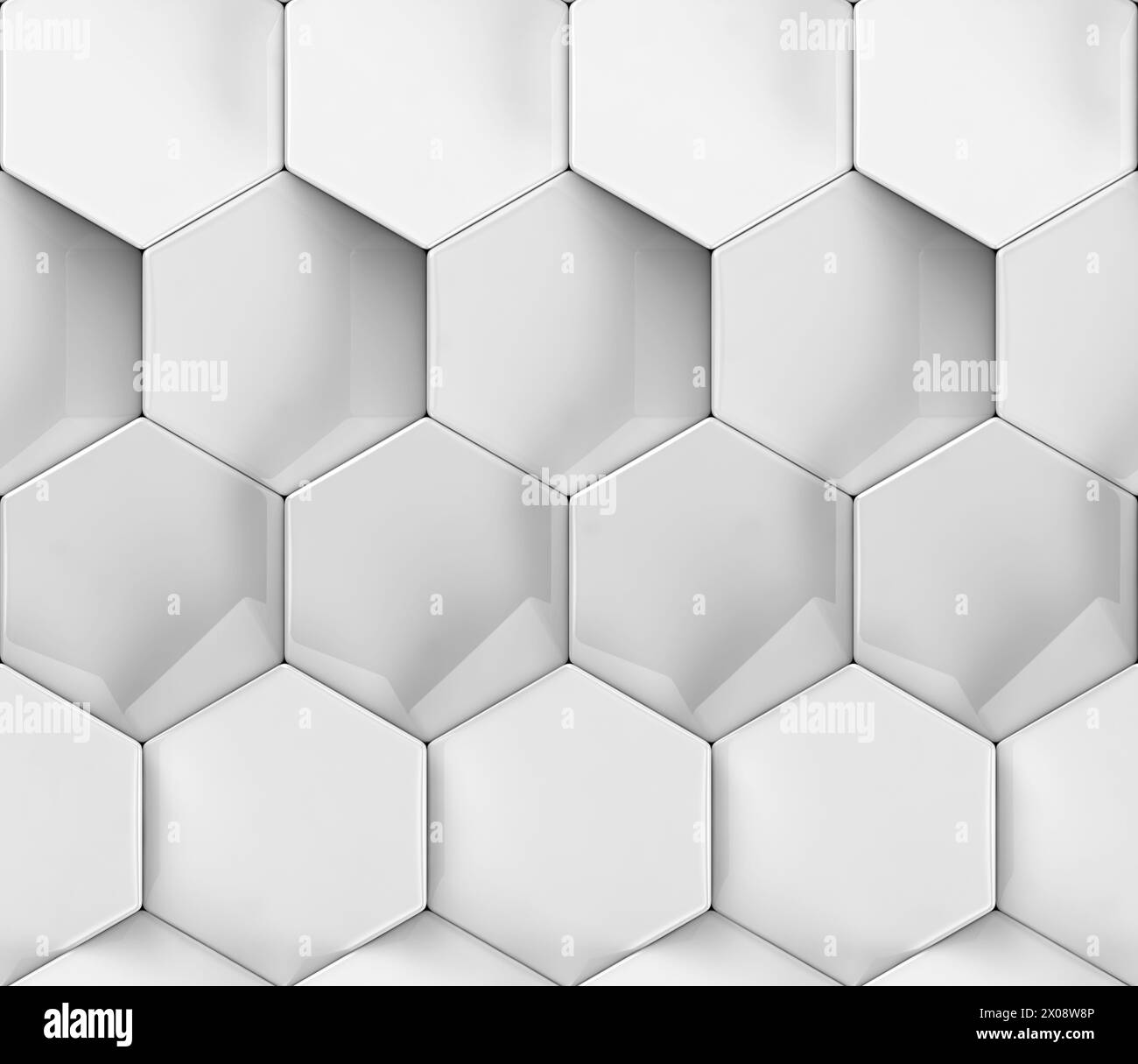 A white hexagonal geometric 3D pattern creates a seamless mosaic for a ...
