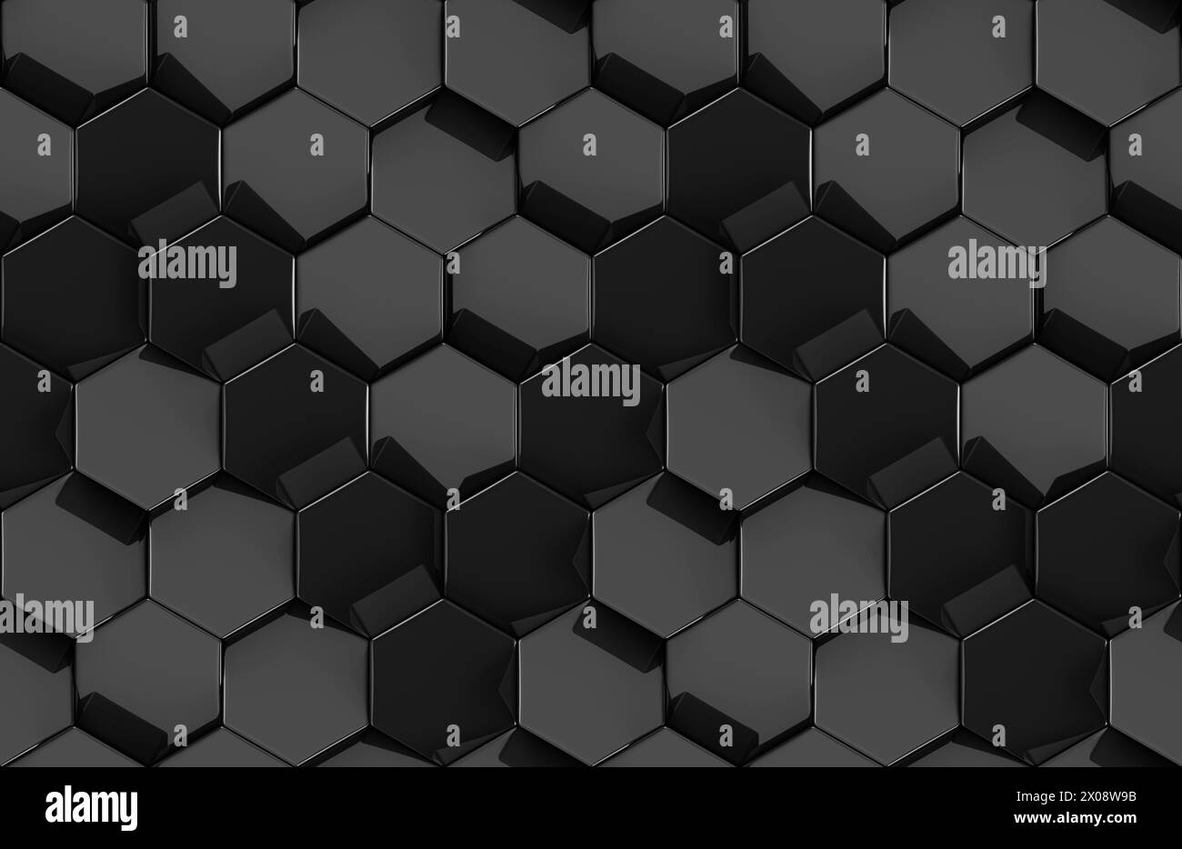 A seamless black 3D hexagon mosaic, ideal for futuristic wallpaper and ...