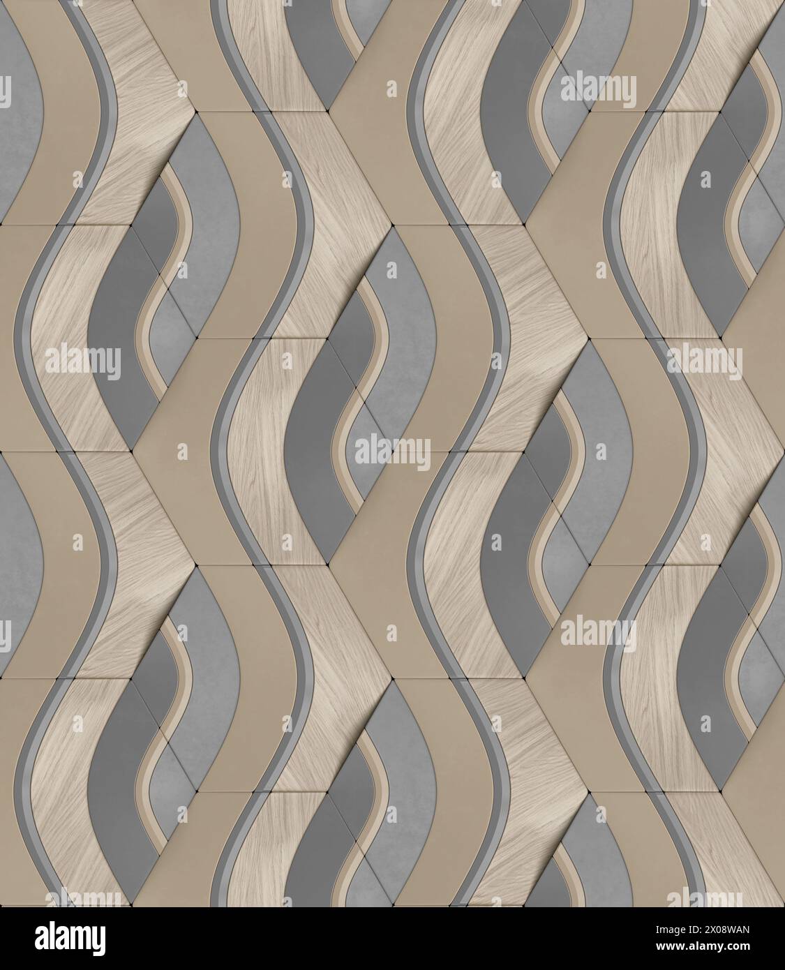 Geometric seamless 3D pattern in brown wood and gray elements Waves ...