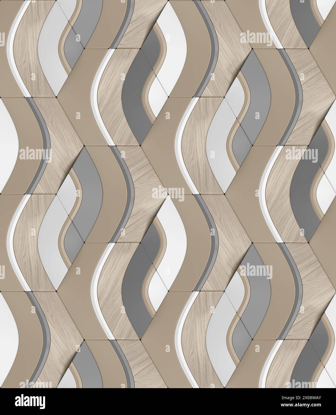 Geometric seamless 3D pattern in brown wood, white and gray elements ...