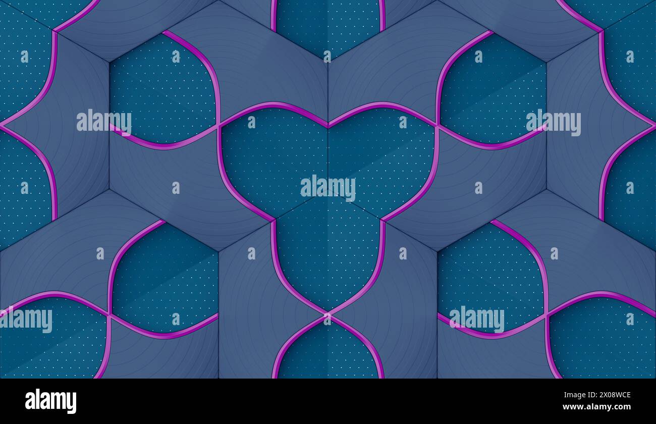 A sophisticated 3D geometric wallpaper design featuring seamless ...