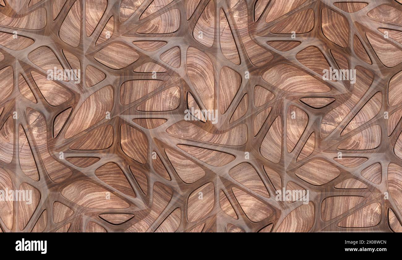 Two-layer 3d golden metal lattice on gray concrete background with high ...