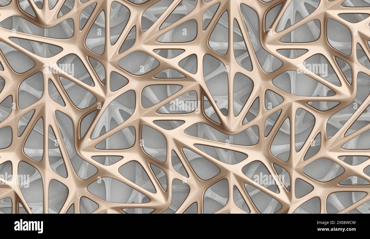 This image features a seamless beige biomorphic web pattern with a ...