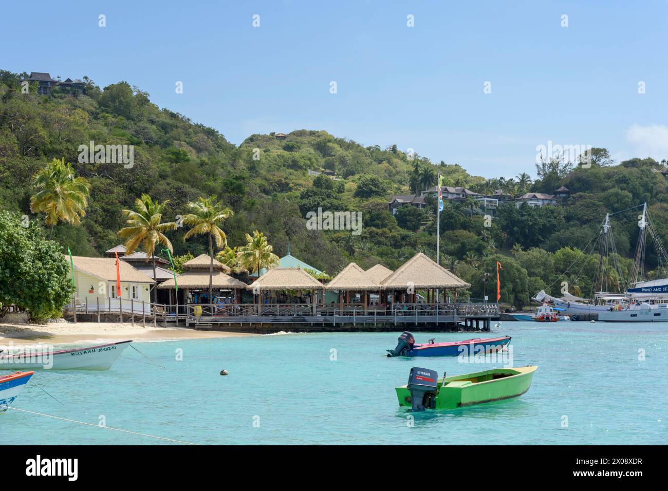 The legendary Basil's Bar in Britannia Bay, Lovell Village, Mustique ...
