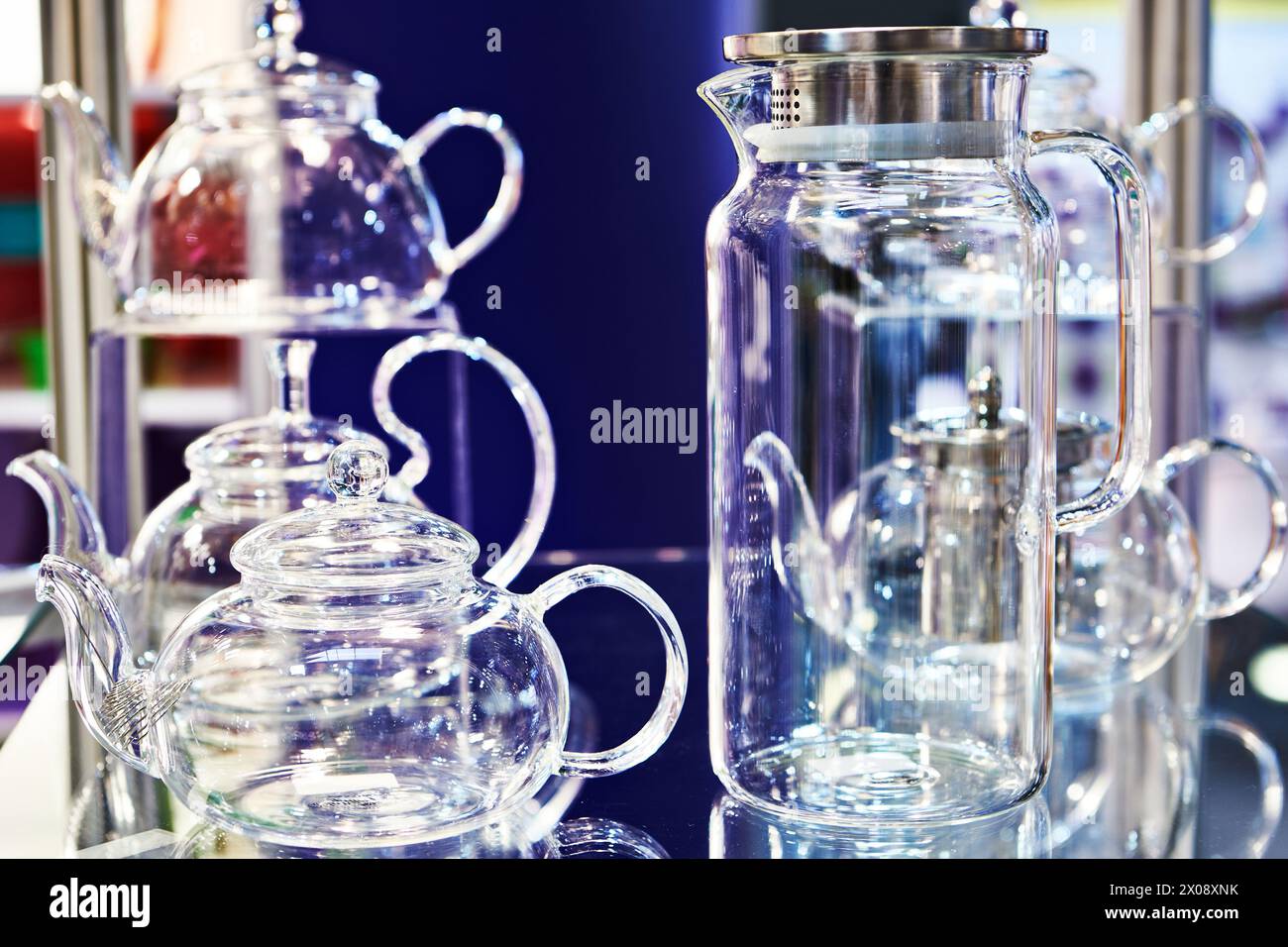 Glassware dishes in the store household goods Stock Photo - Alamy