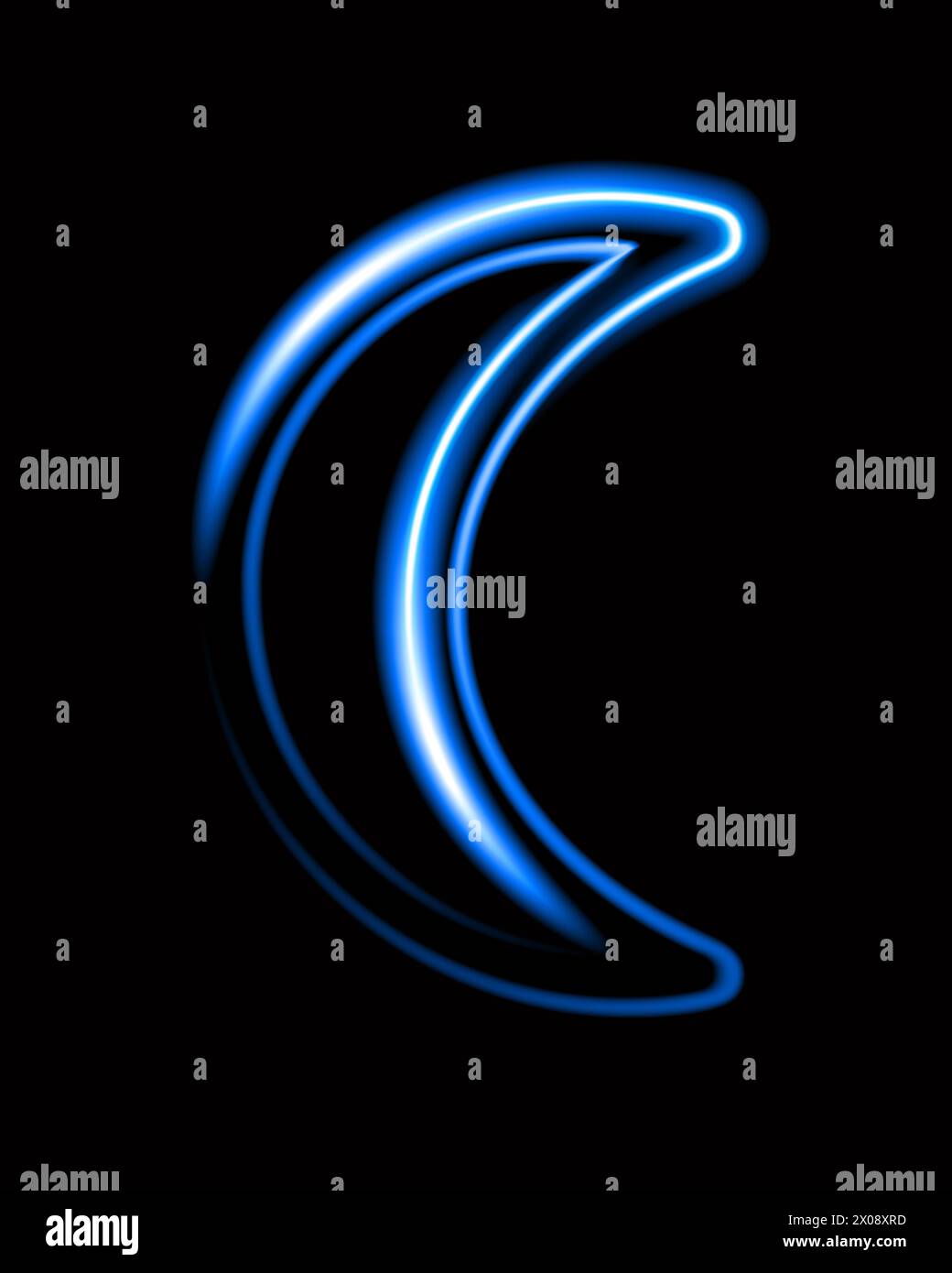 Vector isolated illustration of moon with neon effect Stock Vector ...