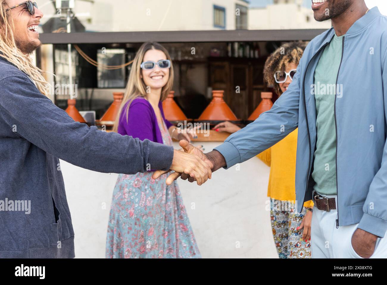 Crop view diverse friends group hi-res stock photography and images - Alamy