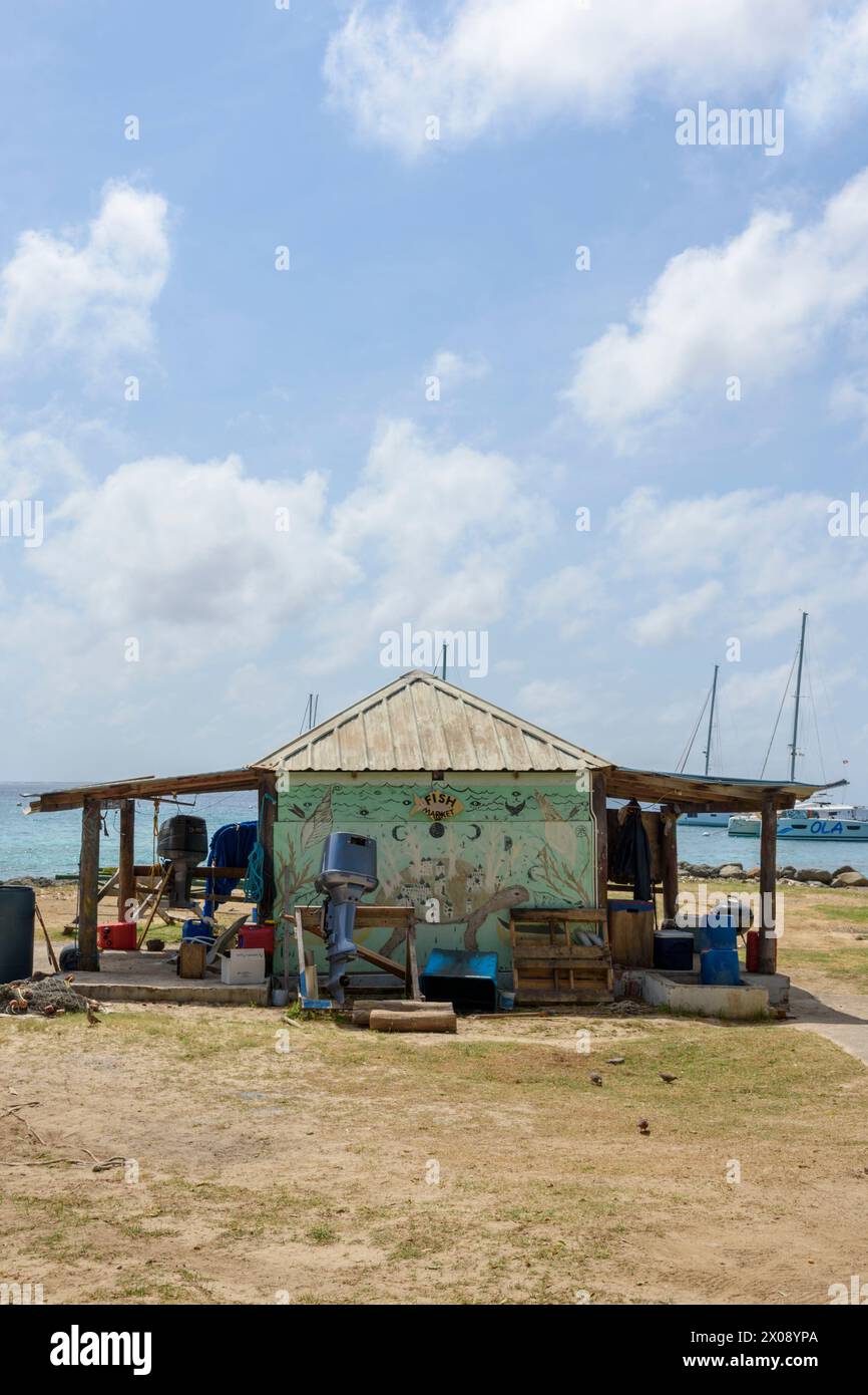 The local fish market in Lovell Village, Britannia Bay, Mustique Island ...