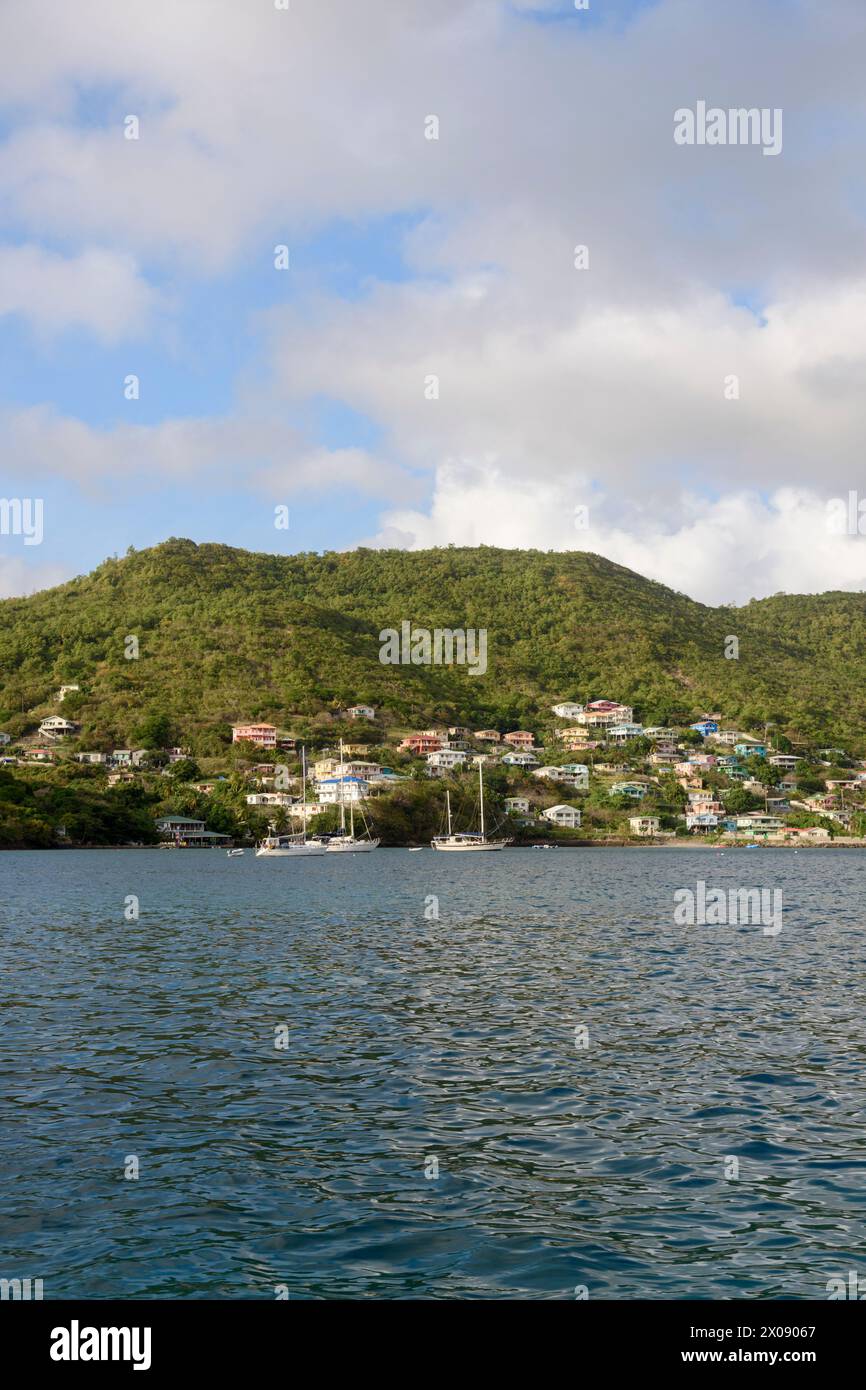 View of Bequia Island from the sea, St Vincent & the Grenadines ...