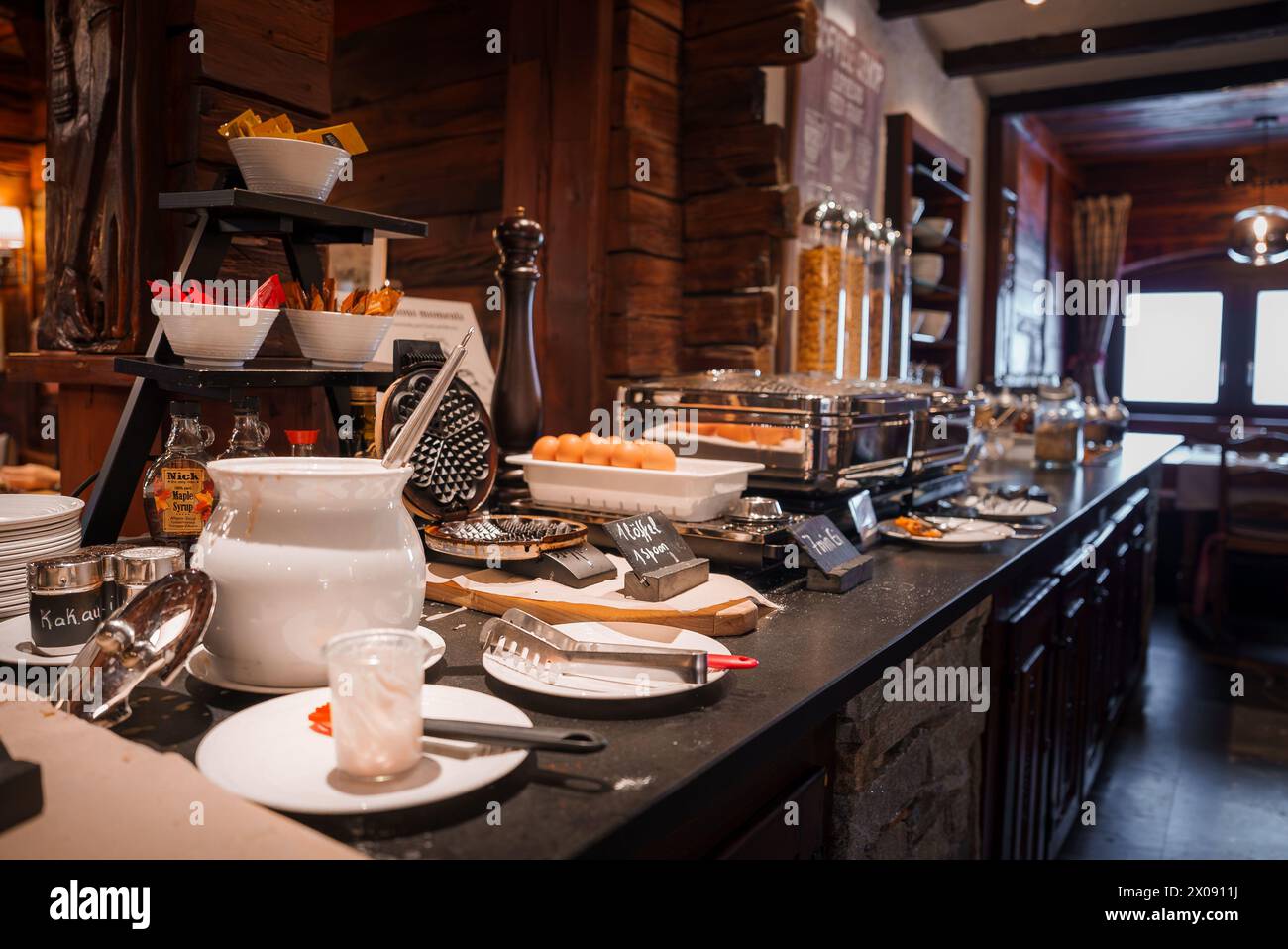 Luxury Hotel Breakfast Buffet Setup, Zermatt, Switzerland Stock Photo ...