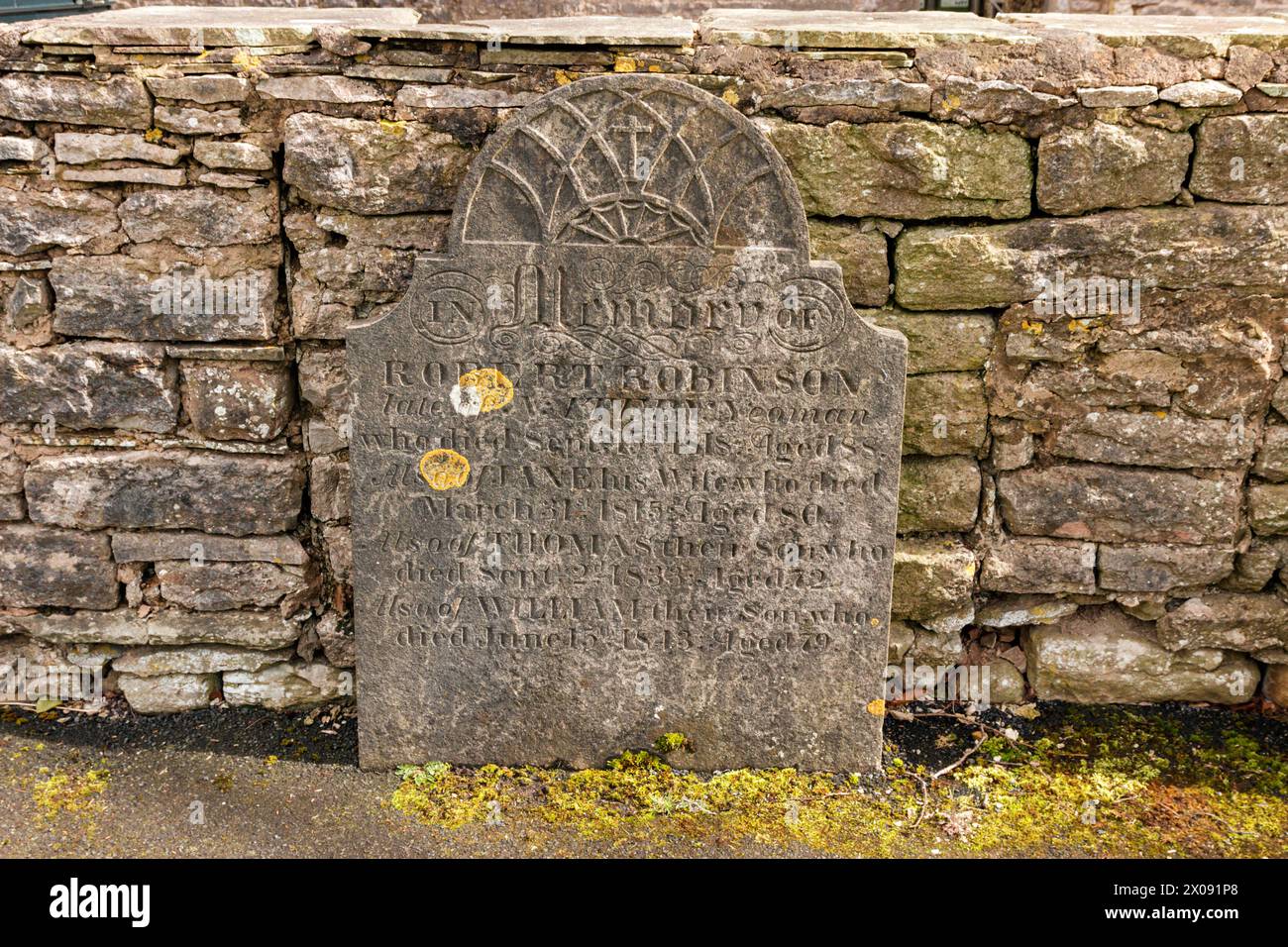 Georgian gravestone at St. Stephen's Church, Kirkby Stephen Stock Photo ...