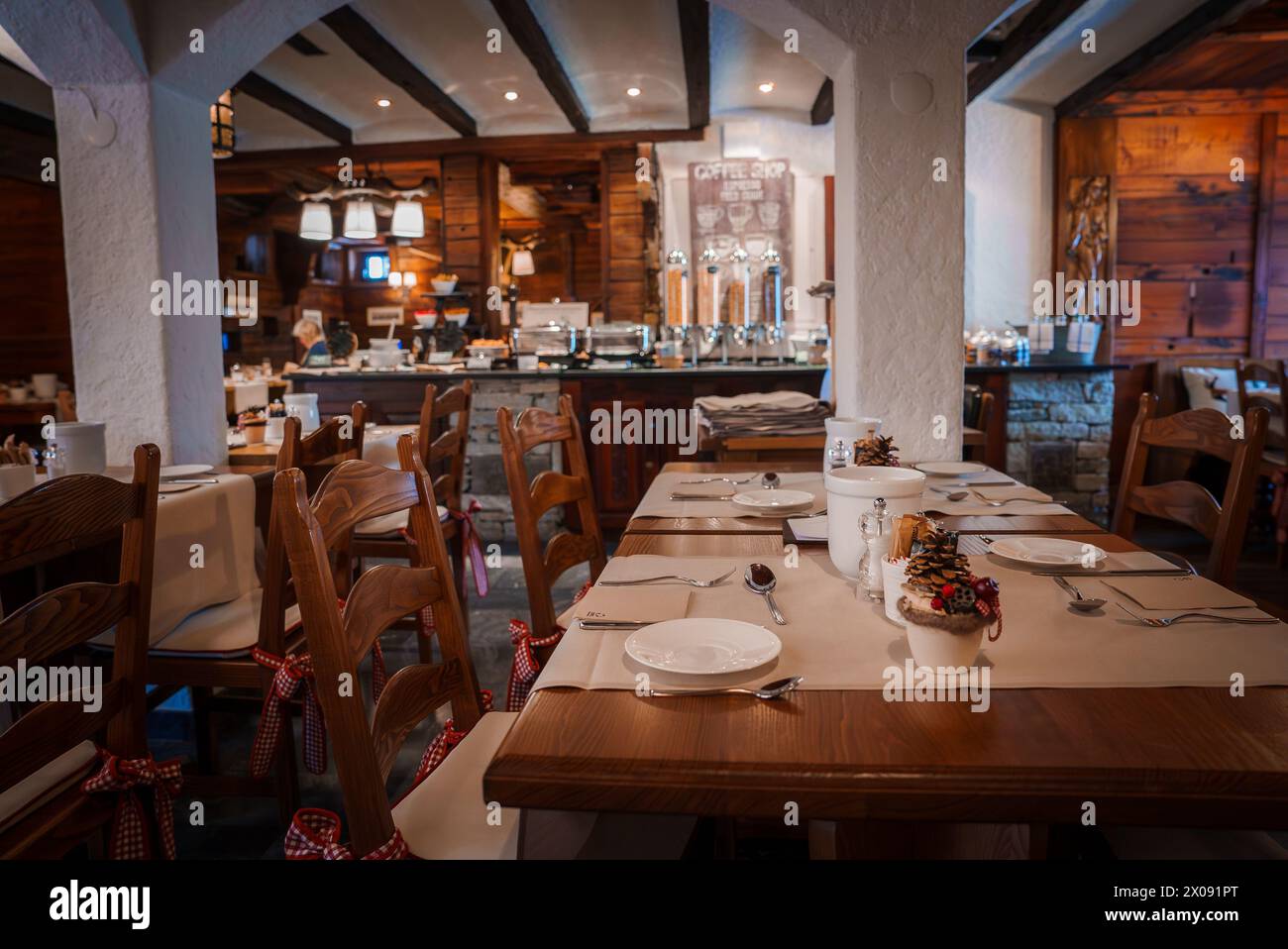 Luxury Dining Room with Buffet and Alpine Decor in Zermatt, Switzerland ...