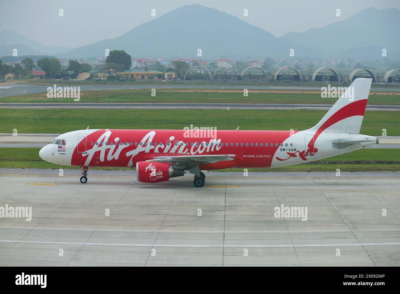 HANOI, VIETNAM - JANUARY 12, 2016: Airbus A320-216 aircraft at Noi Bai ...