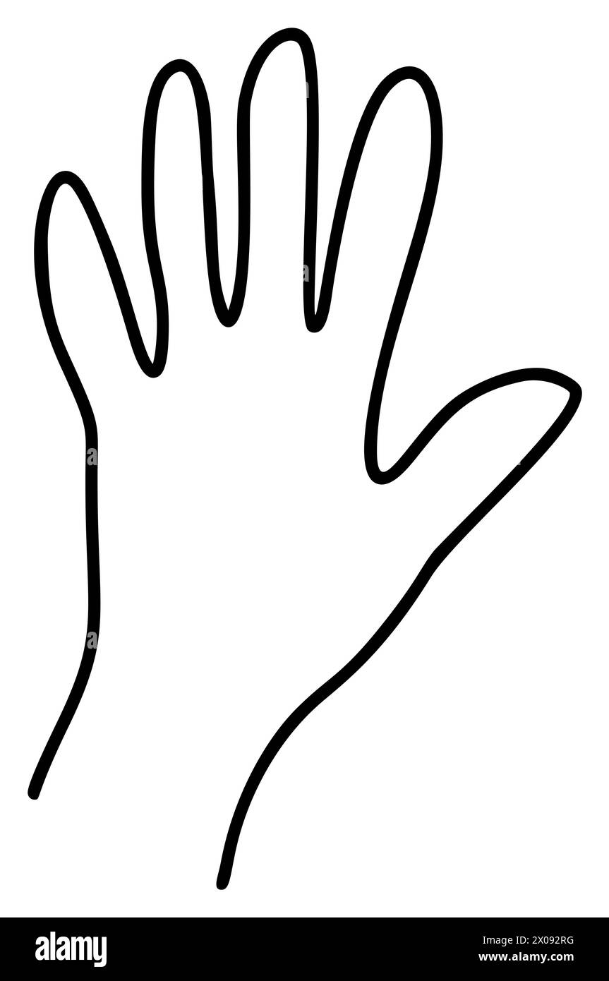 Drawn line of right hand icon gesture on white background, perfect for ...
