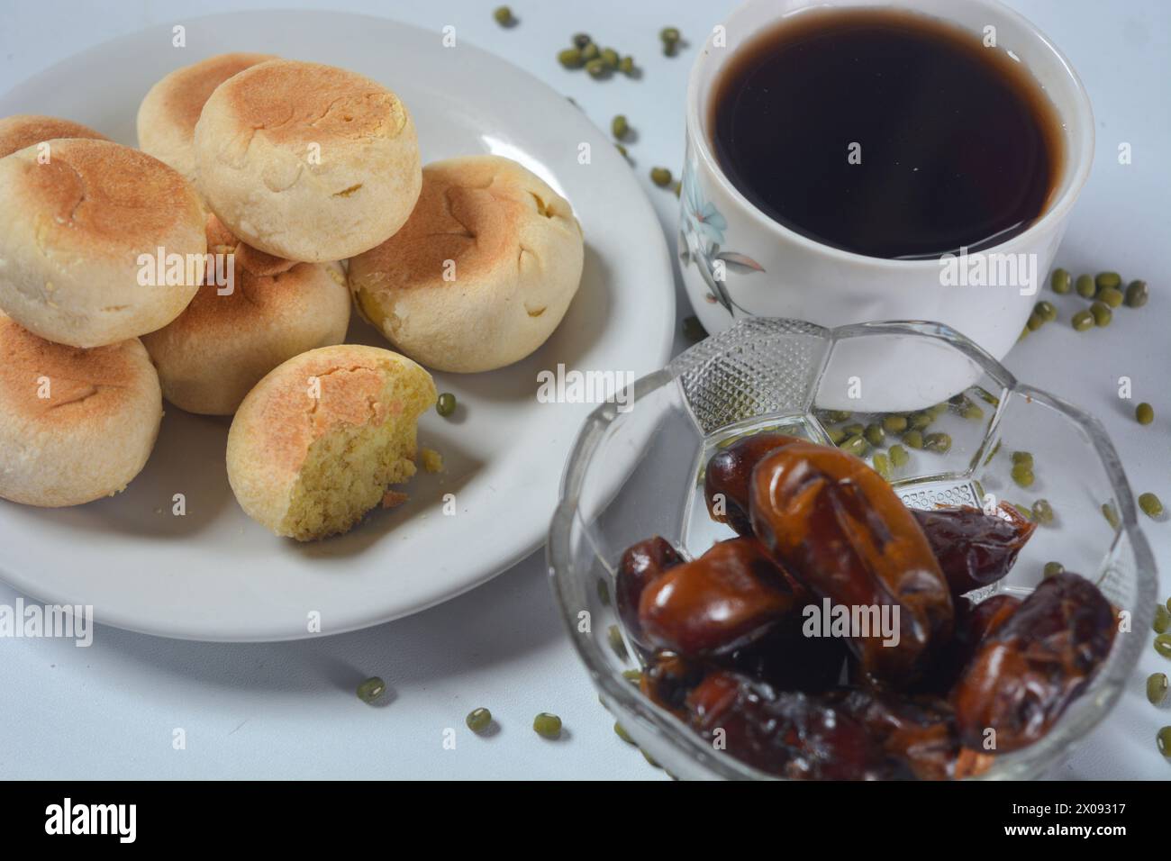 Typical snack from Java, Indonesia. Bakpia filled with nuts, black ...
