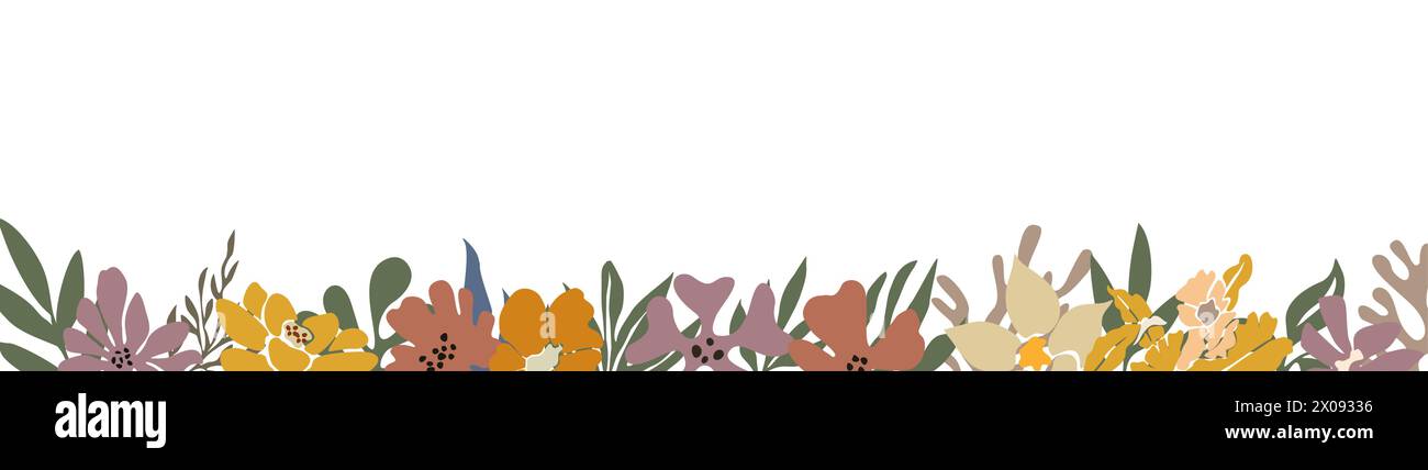 Horizontal art banner border with abstract flowers Stock Vector Image ...