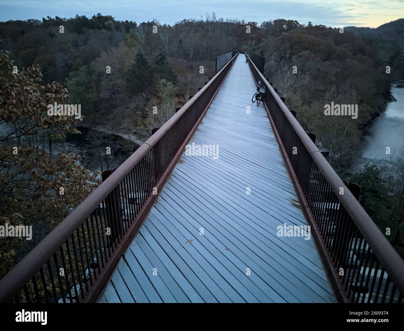 view of rosendale trestle passing over rondout creek at dusk (sunset ...