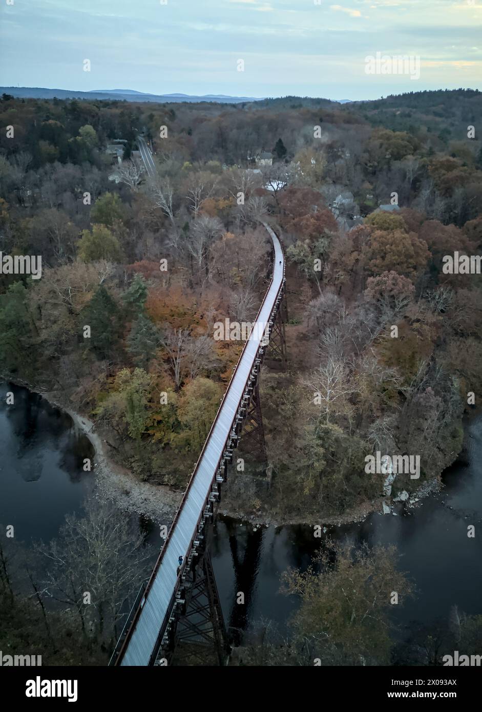 view of rosendale trestle passing over rondout creek at dusk (sunset ...
