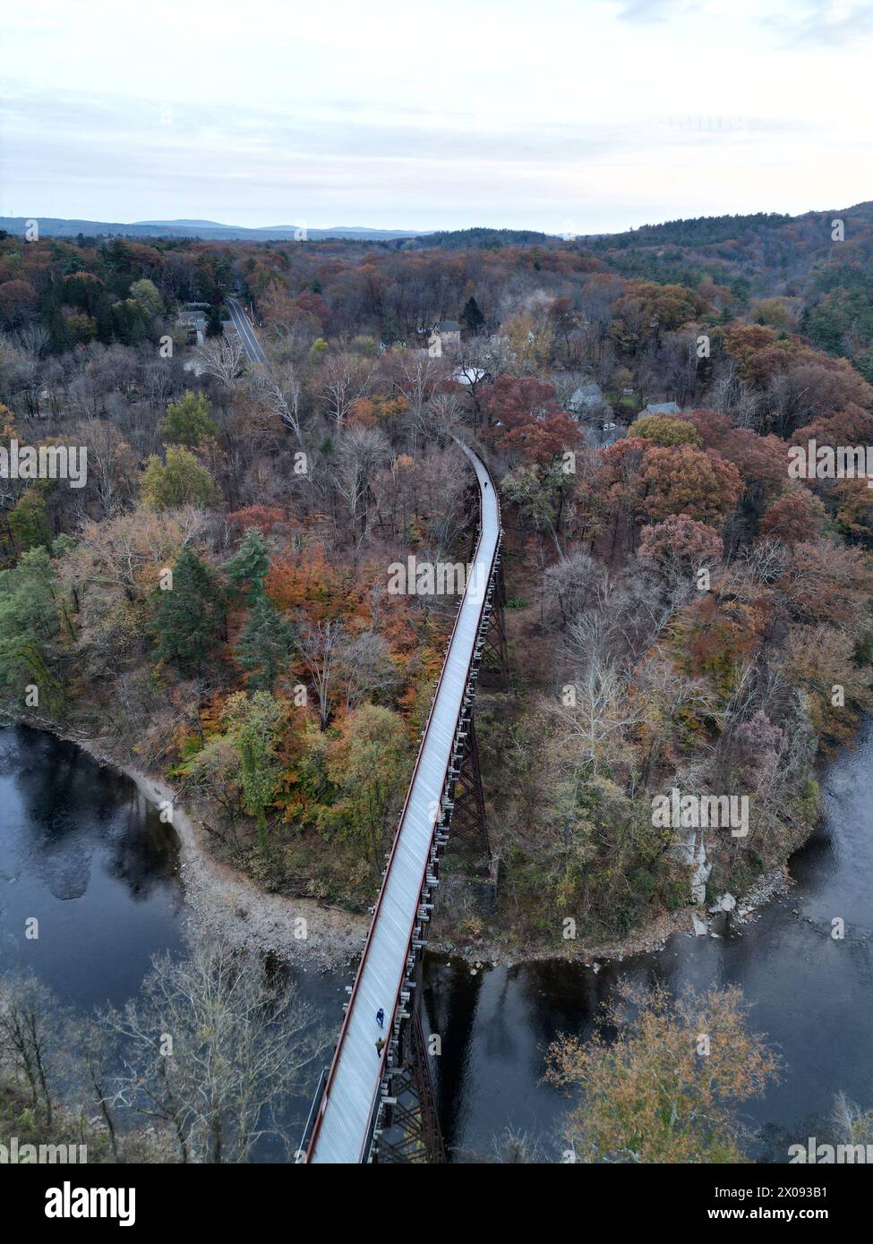 view of rosendale trestle passing over rondout creek at dusk (sunset ...