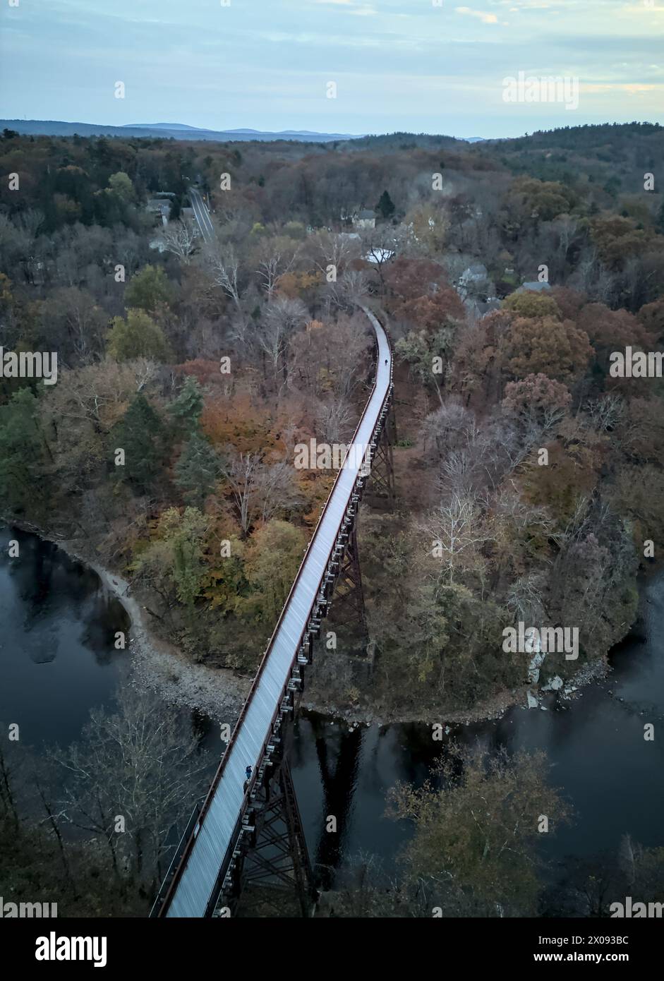 view of rosendale trestle passing over rondout creek at dusk (sunset ...