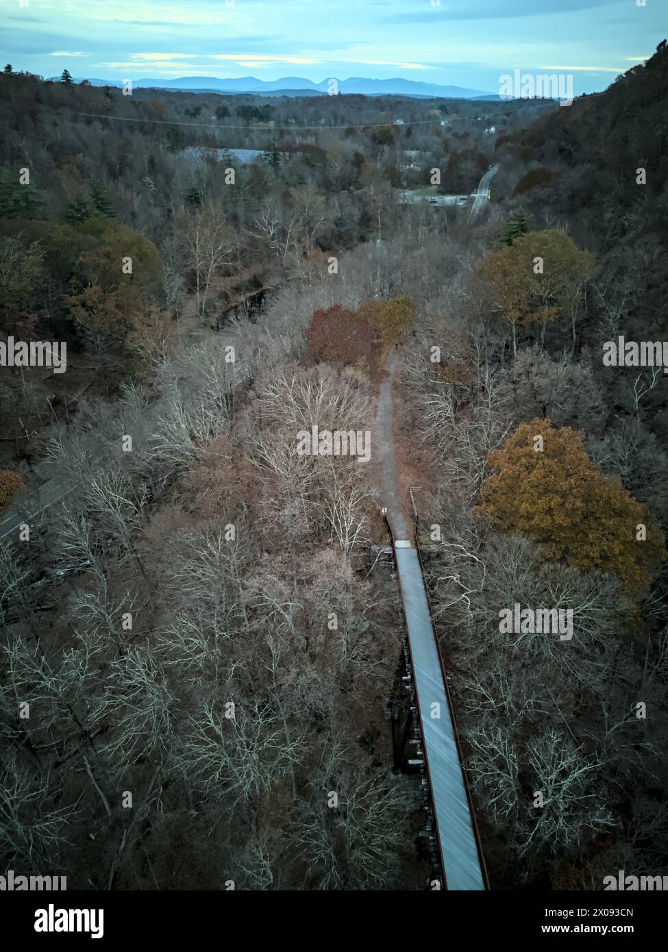 view of rosendale trestle passing over rondout creek at dusk (sunset ...
