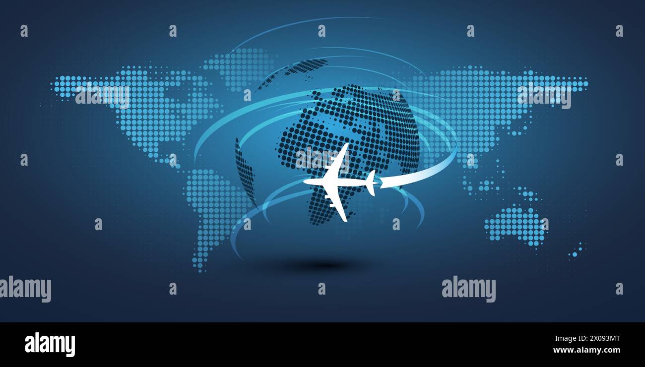 Traveling Around the World - Travel by Airplane - World Map Design ...