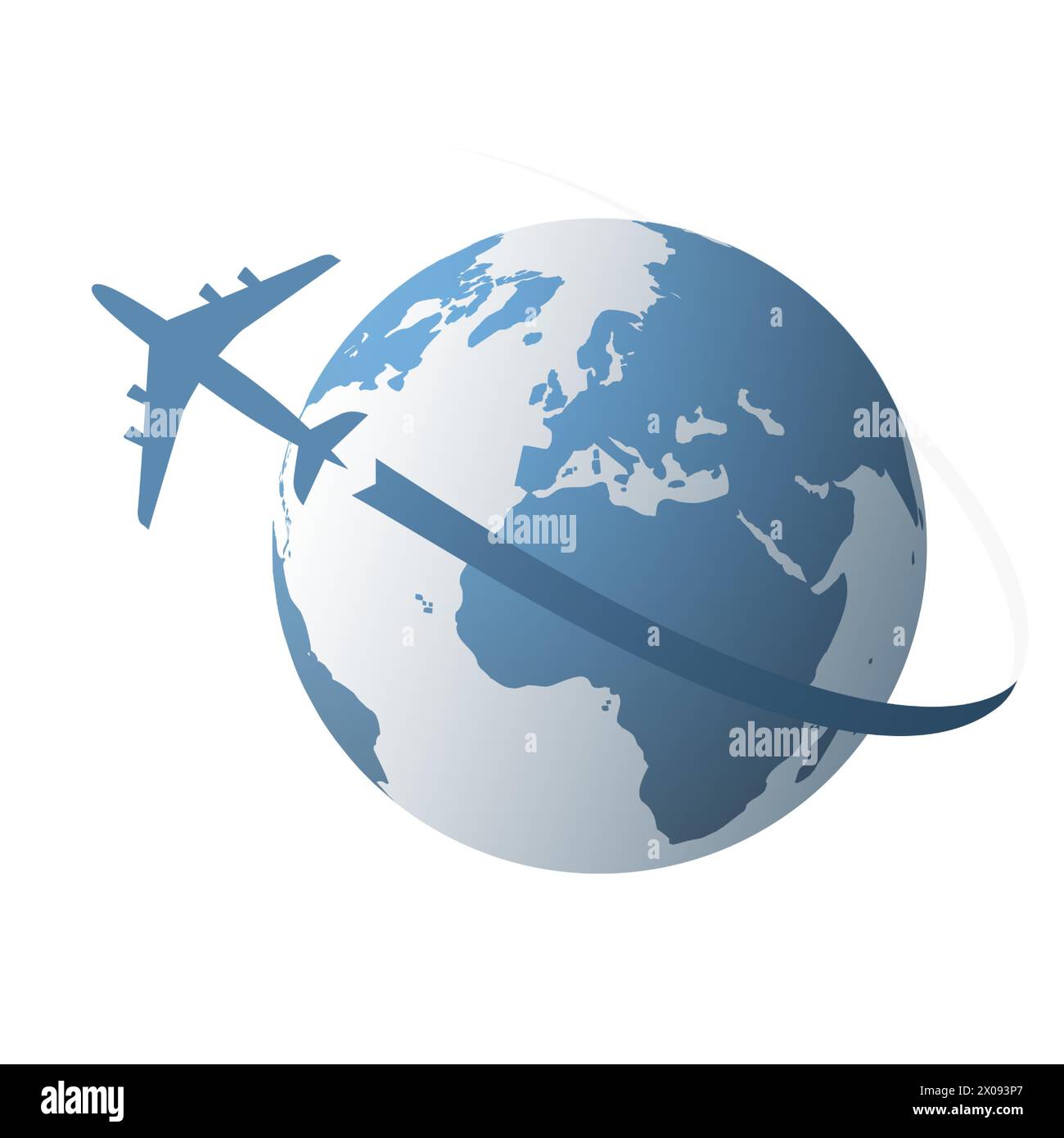 Earth Globe Design with Flying Airplane Around - Concept Isolated on ...