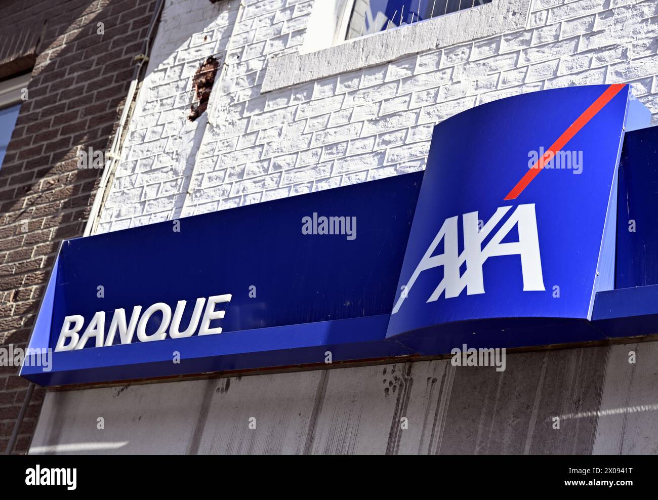Hannut, Belgium. 10th Apr, 2024. Illustration shows the logo of Axa ...
