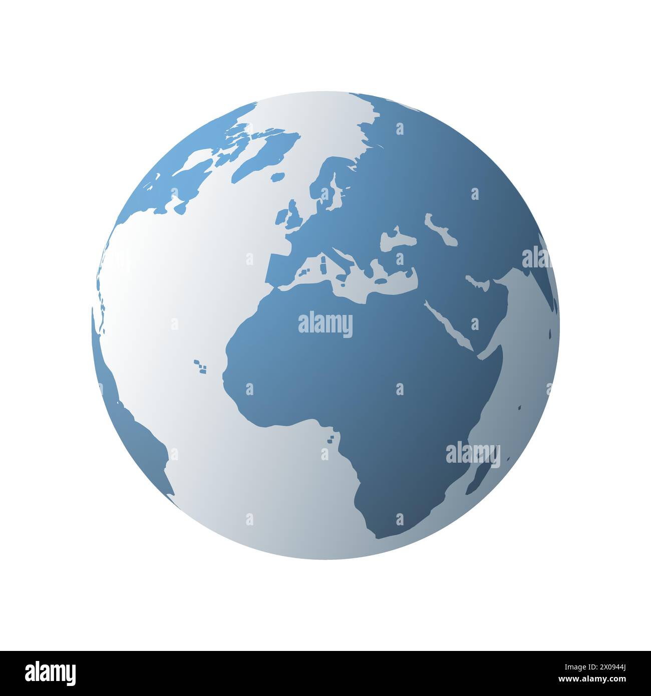 Simple Blue Earth Globe Design Isolated on White Background - Europe ...