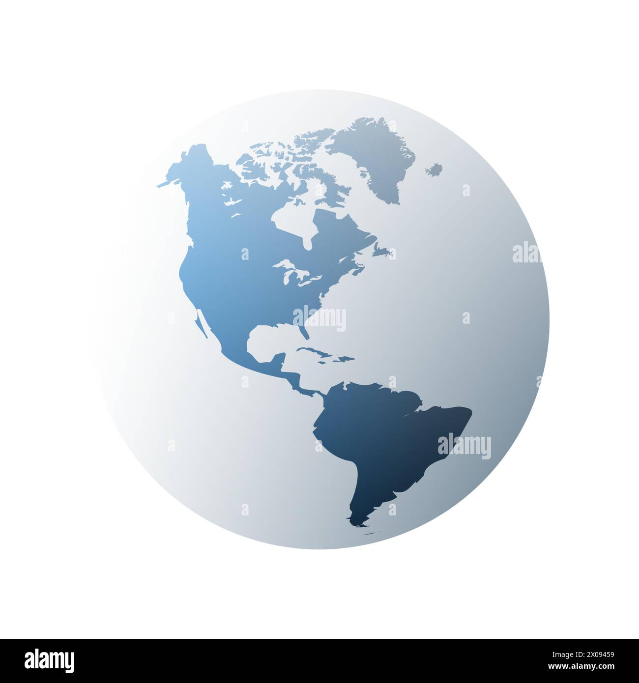 Simple Blue Earth Globe Design Isolated on White Background - North and ...