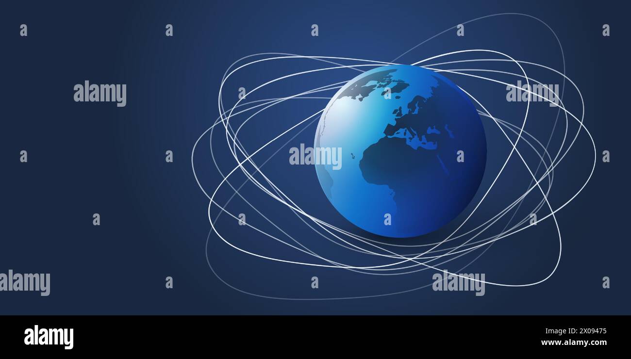 Abstract Dark Blue Minimal Style Sattellite Network Connections Design ...