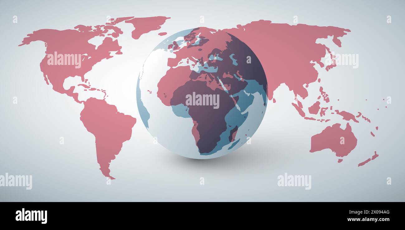Earth Globe and World Map Design Layout - Global Business, Technology ...